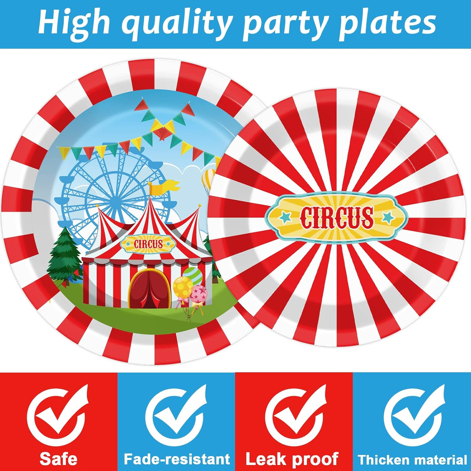 96PCS Circus Tableware Set Carnival Theme Dinnerware Disposable Dessert ...