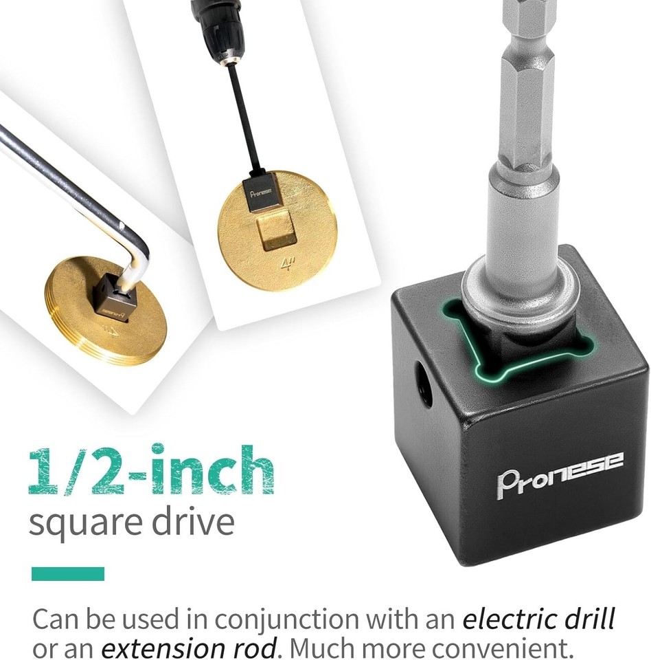 1/2" Driver Plumbing Cleanout Plug Wrench 4" Cleanout Plug Pipe ...