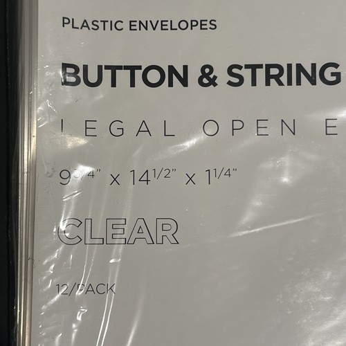 JAM Plastic Envelopes, 9.8x14.5, 12/Pack, Clear, Button String, Legal ...