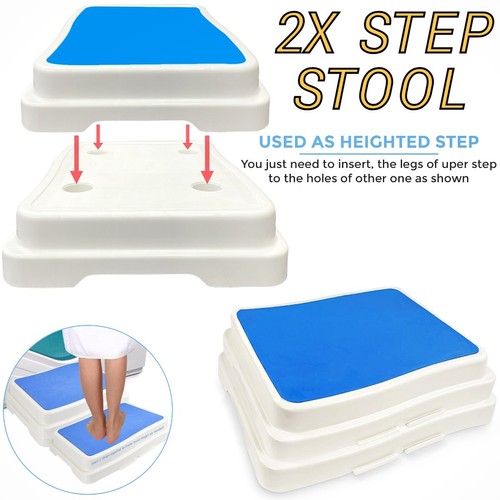 ANTI SLIP BATH STEP STACK-ABLE DISABILITY SAFETY AID STOOL WITH GRIP ...