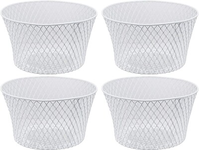 Small Metal Oval and Round Wire Baskets without Handles, White | eBay