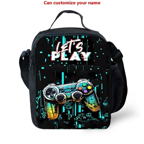 Personalised Game controller Insulated Lunch Bag School Snack Food Box ...