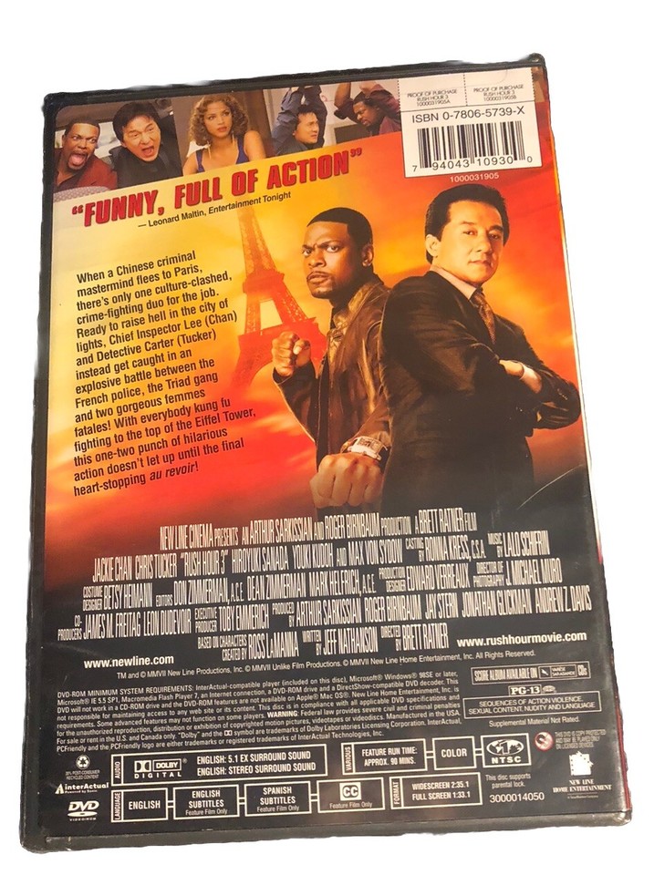 Rush Hour 3 Jackie Chan Chris Tucker DVD BRAND NEW ~Factory Sealed ...