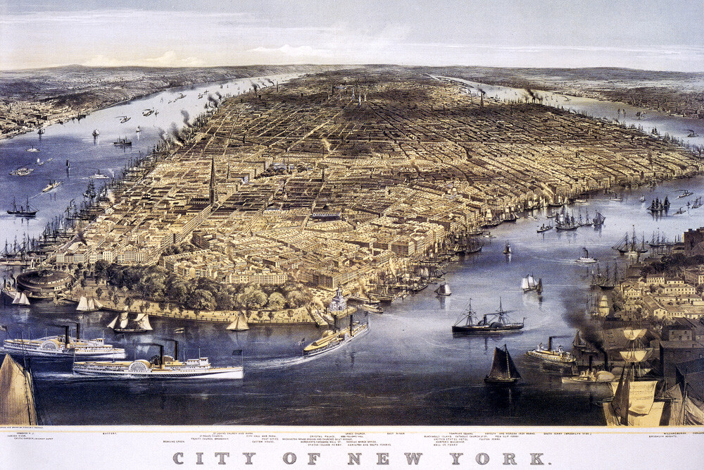 1800'S PANORAMIC VIEW MAP CITY OF NEW YORK USA POSTER REPRODUCTION | eBay