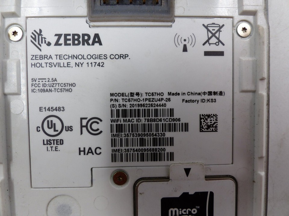 ZEBRA TC57HO TC57HO-1PEZU4P-25 MOBILE COMPUTER AND BARCODE SCANNER | eBay