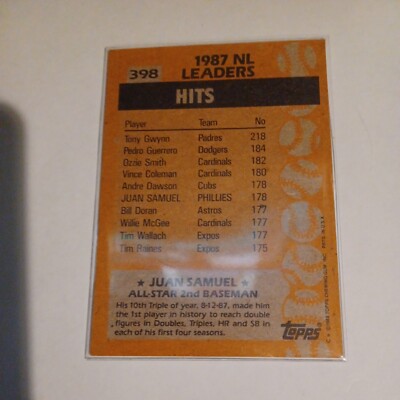 1988 Topps Juan Samuel All-Star Philadelphia Phillies #398 | eBay