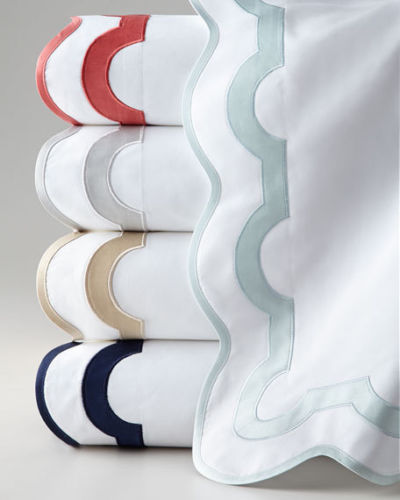 $799 MATOUK MIRASOL KING FLAT SHEET PERCALE OPAL GREEN APPLIQUÉ ...