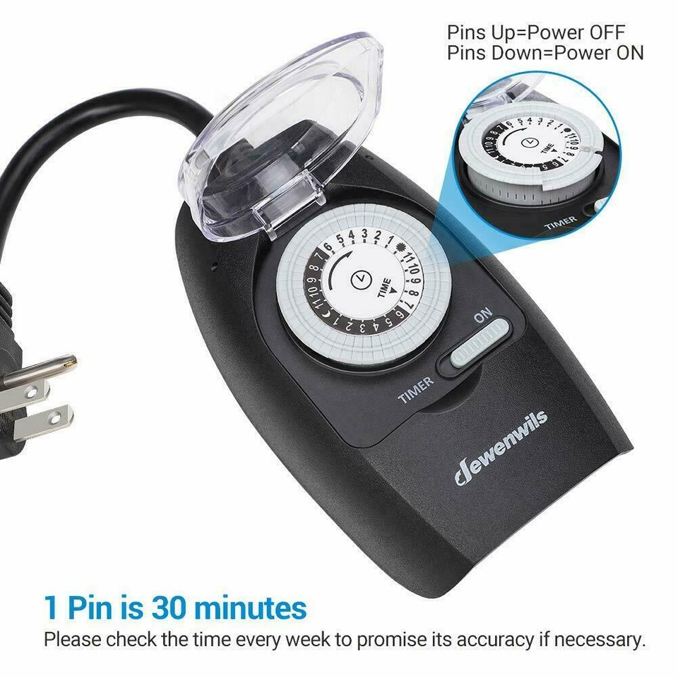 DEWENWILS Outdoor Mechanical Timer Weatherproof Plug in Electrical ...
