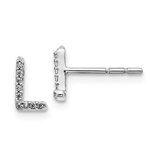 14k White Gold Diamond Initial L Earrings | eBay