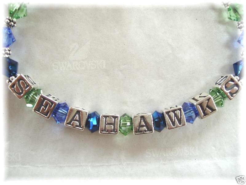 SEATTLE SEAHAWKS JEWELRY BRACELET made with SWAROVSKI CRYSTALS Blue ...