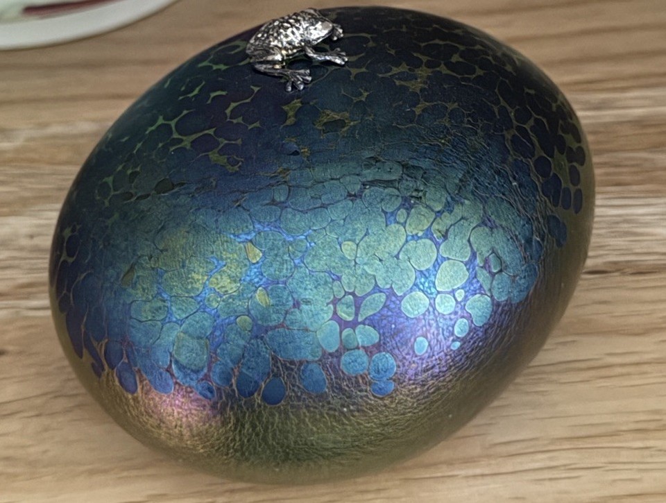 Vtg Collectible John Ditchfield Glasform Iridescent 925 Silver Frog ...