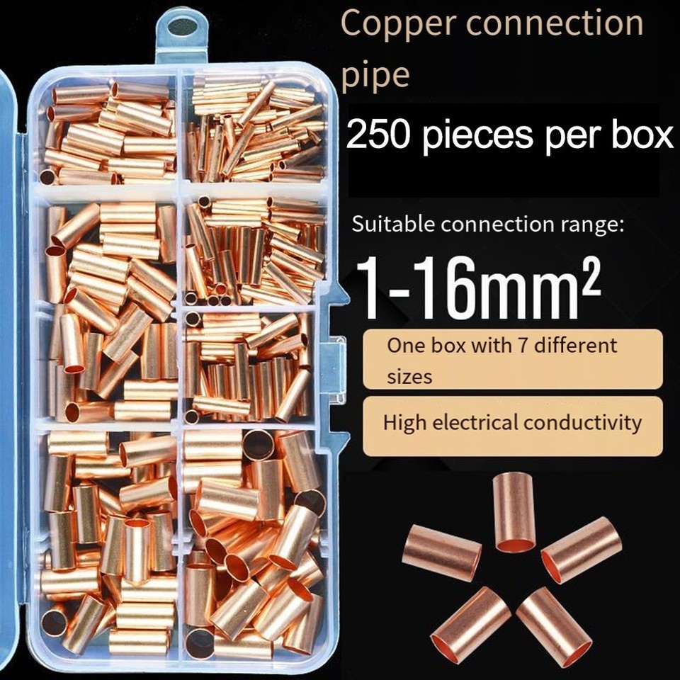 Copper Wire Crimp Connectors Kit 250PCS 7 Sizes Electrical Butt ...