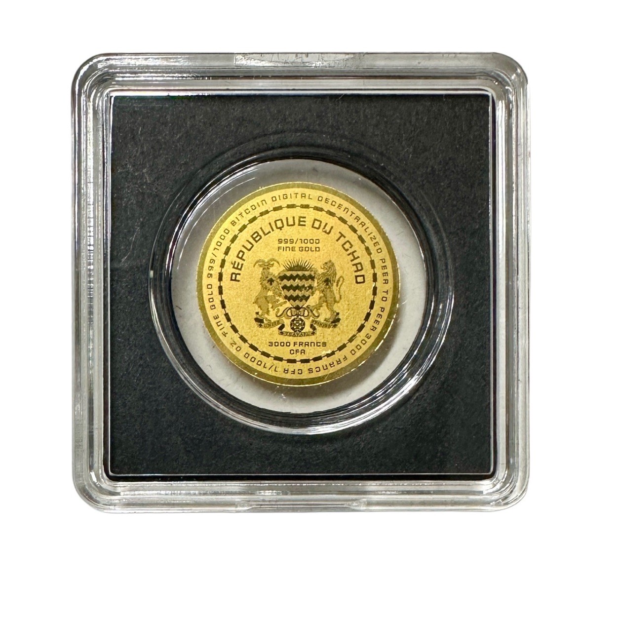 2023 Chad Bitcoin 1/1000 oz .999 Fine Gold Coin with Capsule & Box