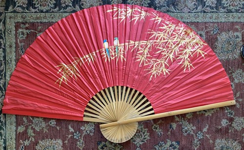 Vintage Oriental Japanese Chinese Fan Large 60” inch x 35" inch Wall ...