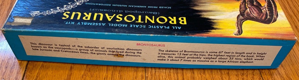 Vintage Palmer Brontosaurus Dinosaur Model Kit Open Box With ...