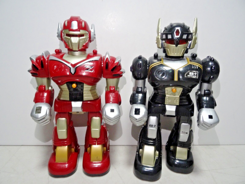 LOT OF 2 RARE VINTAGE Hap-P-Kid M.A.R.S. 7" Walking Cyber Bot Robot ...
