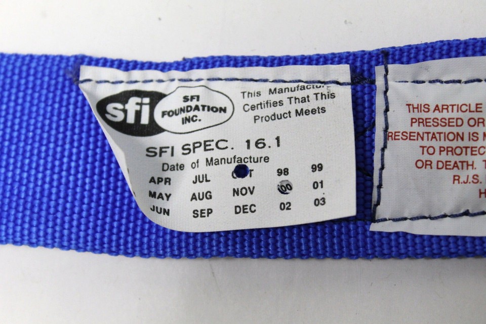 RJS Racing Seat Belt Submarine Belt BLUE Sub Strap Only Drag Auto 10/00 ...