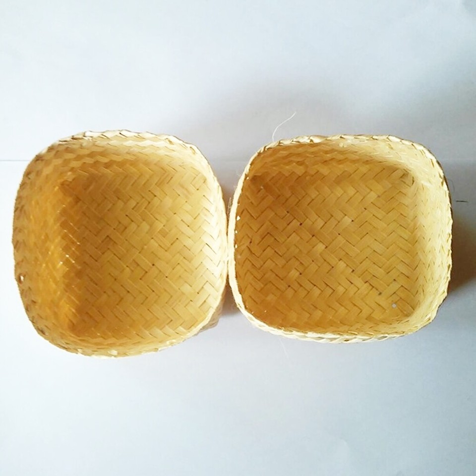 6Pcs Sticky Rice Basket Woven Kratib Serving Natural Bamboo Wooden Thai ...
