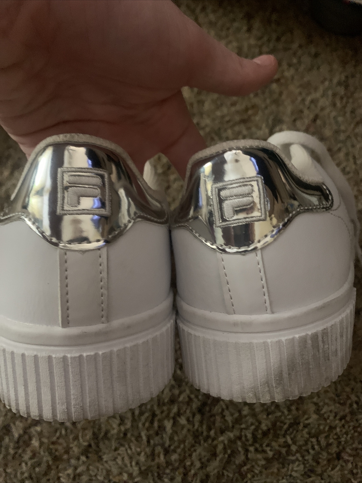 Fila Womens Panache 5CM00771-101 White & Silver Platform Shoe Sneakers ...