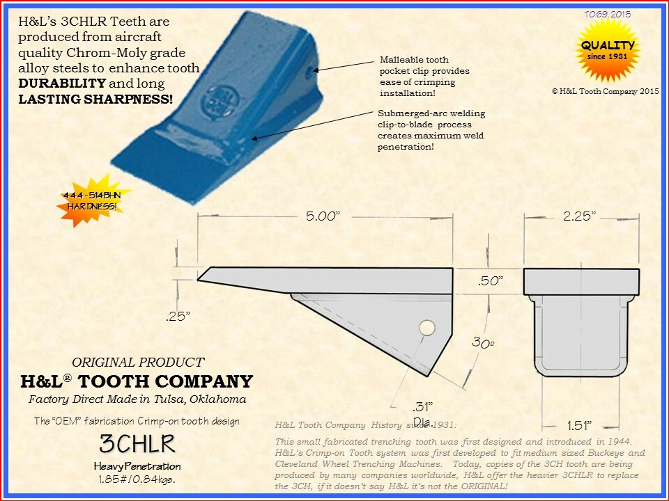 3CHLR H&L Original 3C Series Fabricated Bucket Tooth 5 Pack Teeth 3CH ...