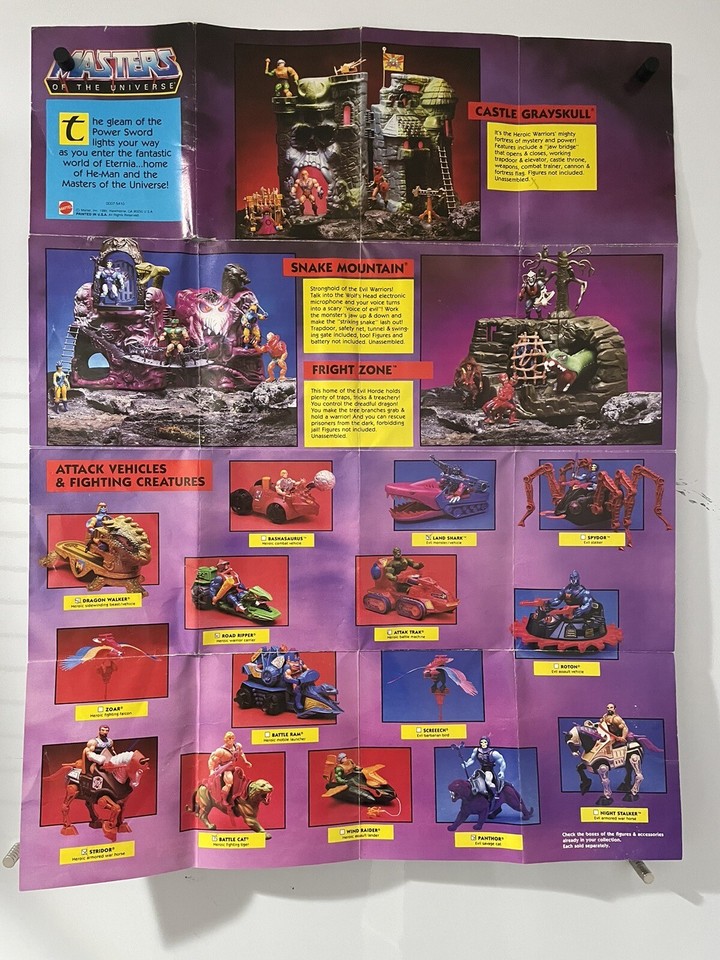 Masters Of The Universe Figure & Vehicle Checklist Poster 1985 Vintage ...