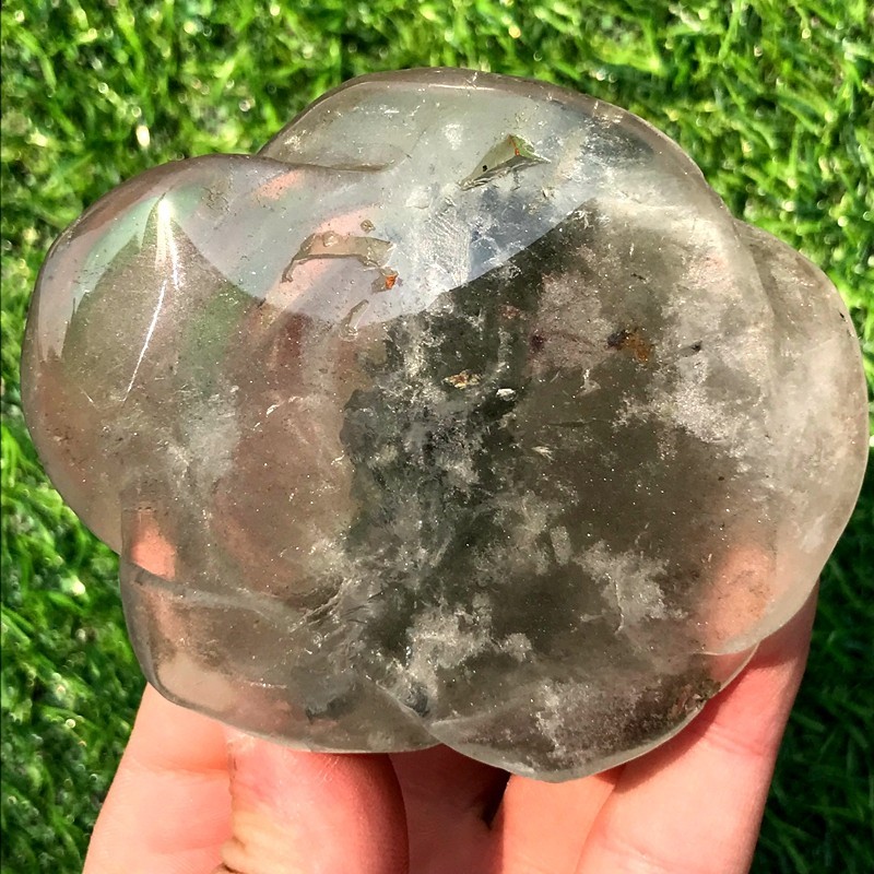 240G Rare Green Phantom Crystal Hand Carved Flower Freeform Energy ...