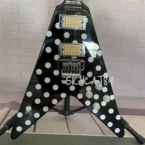 Polka White Dot Randy Rhoads 6 Strings Flying V Electric Guitar ...