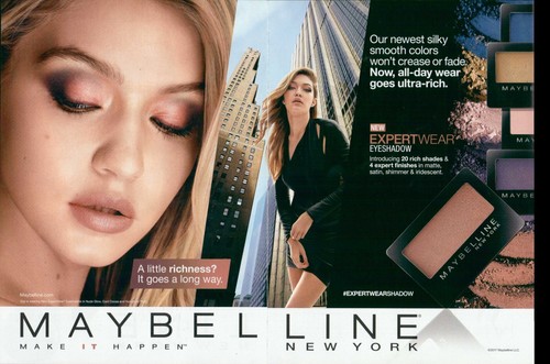 Maybelline Gigi Hadid Magazine Print Advert Cosmetics 2pg 2017 | eBay