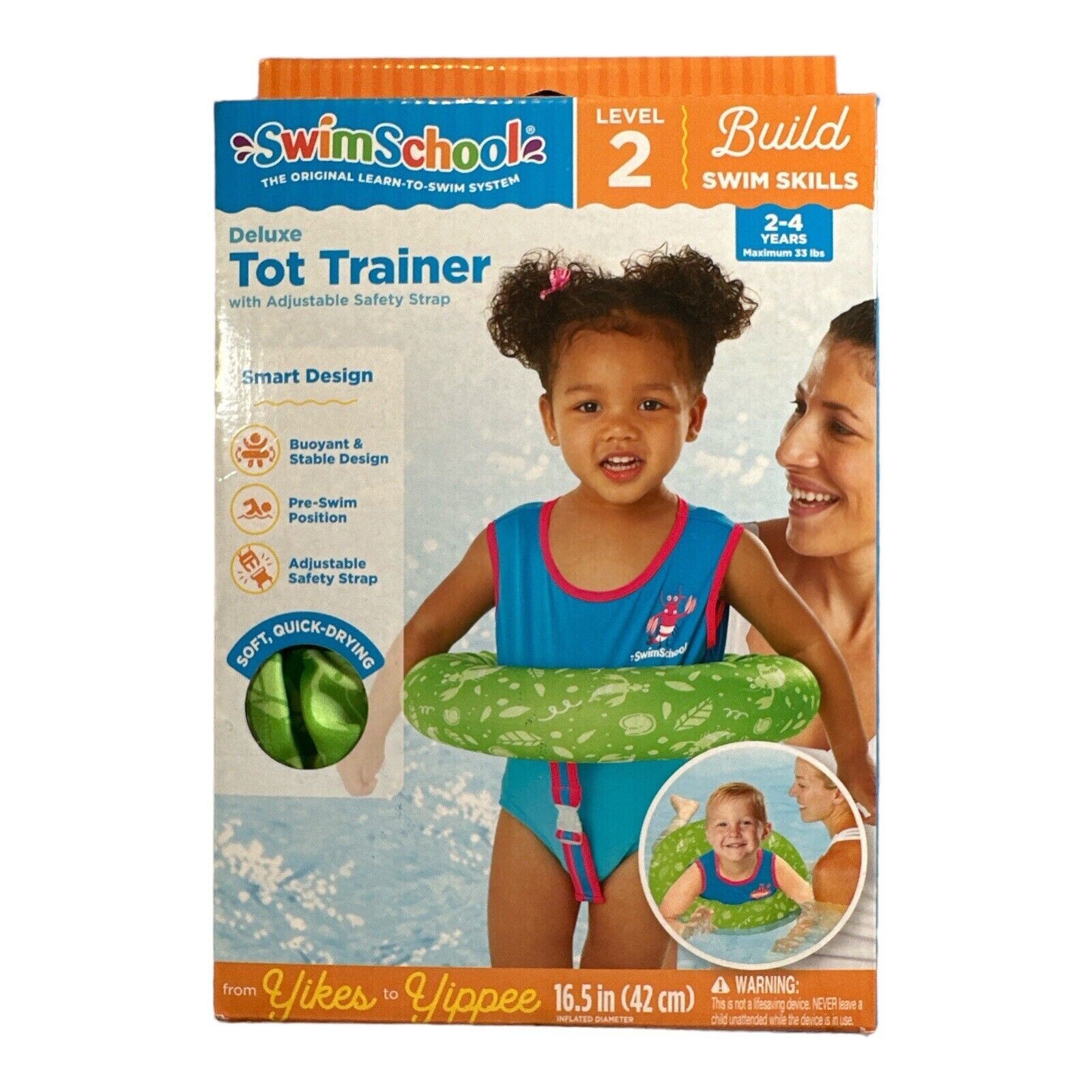 Aqua Swimschool Deluxe Tot Trainer w/ Adjustable Safety Strap Level 2-4 ...