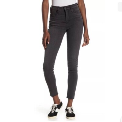 MADEWELL "9" MID-RISE SKINNY" Distressed Jeans w/Raw Hem In "SLATER ...