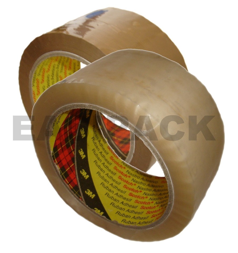 Scotch 3M 371 Heavy Duty Clear Buff Parcel / Packing Tape Rolls 25mm ...