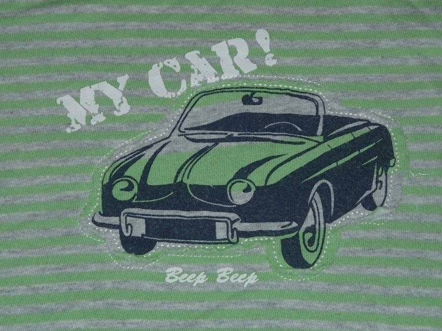 Sprout Lovely Boys Green & Grey Striped Car Top, Size 0 | eBay