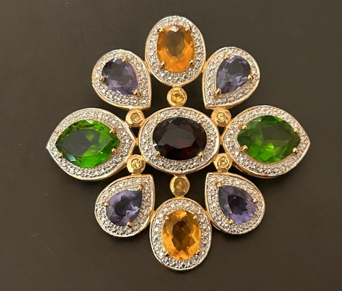 Vintage Gold Tone Sterling Silver Amethyst Citrine Pin Brooch: Ross ...