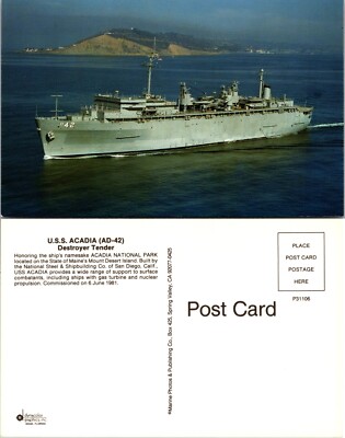 USS Acadia AD42 Destroyer Tender California CA Postcard | eBay