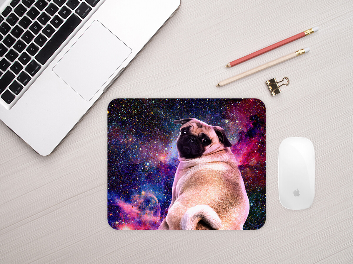 Space Pug Dog Rectangle Mouse Mat - Funny Animals Galaxy Computer Gift ...
