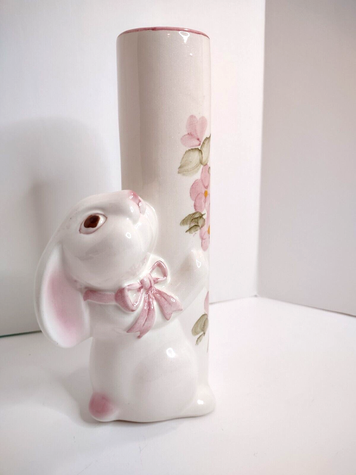 Vintage Ceramic Weiss Easter Bunny Rabbit Bud Vase 1987 Hand Painted ...