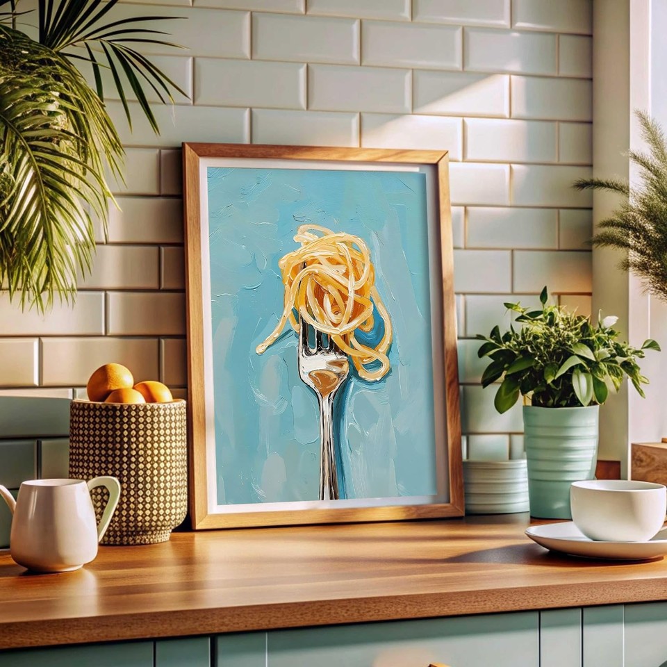 Kitchen Wall Art Trendy Retro Funny Kitchen Food Wall Art Abstract ...
