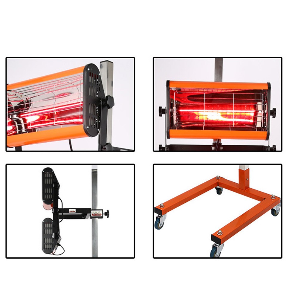 2X1000W Car Infrared Paint Heating Heater Lamp Spray/Baking Workshop ...