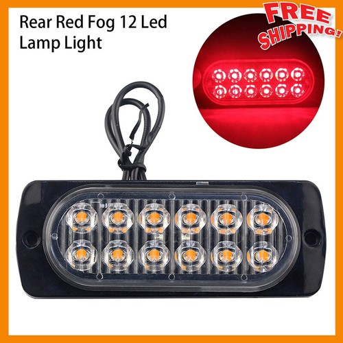 2x Rear Red Fog Light 12 LEDs Lamp 12V 24V Truck Caravan Car Van Bus ...
