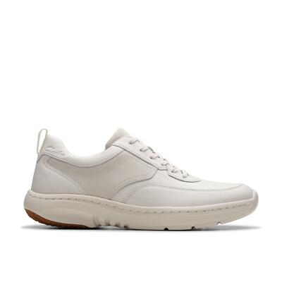 Clarks Mens Pro Lace White Leather Casual Walking Shoes | eBay