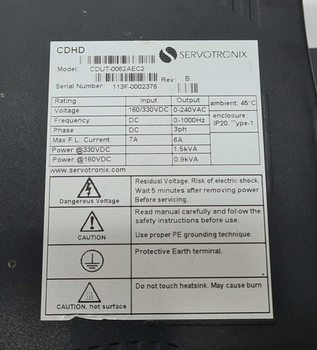 Servotronix CDHD CDUT- 0062AEC2 rev. B Servo Drive | eBay