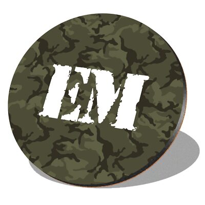 1 x Round Coaster - Letters EM Camouflage Army Military Initial #269376 ...