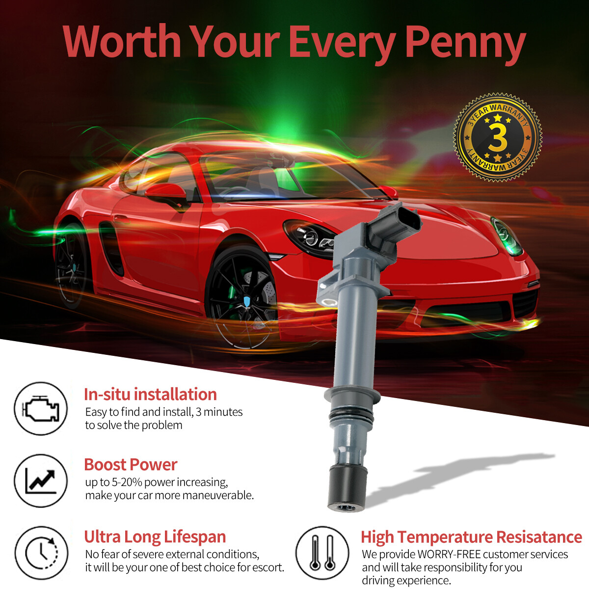 Genuine 56028138 Ignition Coil Mopar For 02-09 Dodge Jeep Mitsubishi 3 ...