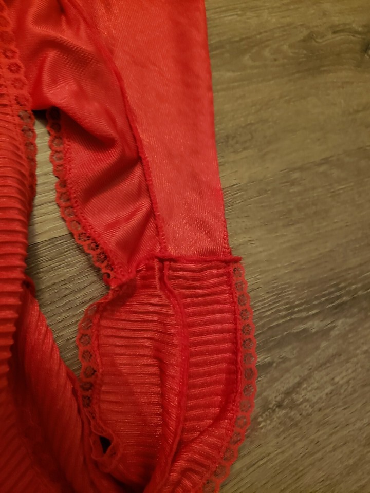 VTG 70s/80s Undercover Wear M Red Nylon Sheer Lace Strapless Teddy ...