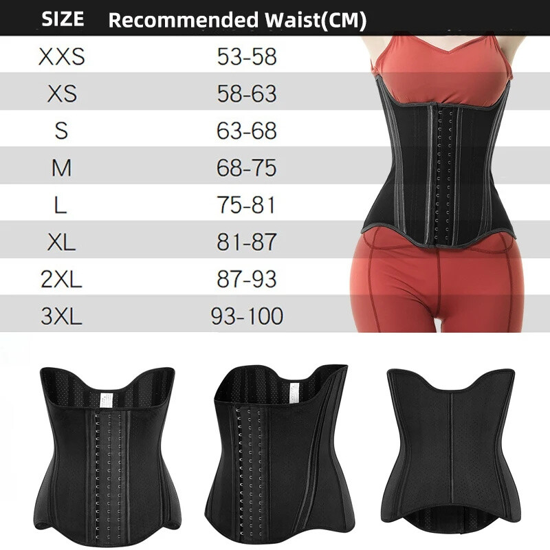 19 Steel Bones Latex Waist Trainer Body Shaper Long Torso Corset ...