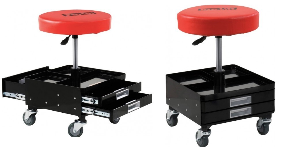 Rolling Utility Stool Mechanic Shop Comfort Seat Chair Tool Tray ...