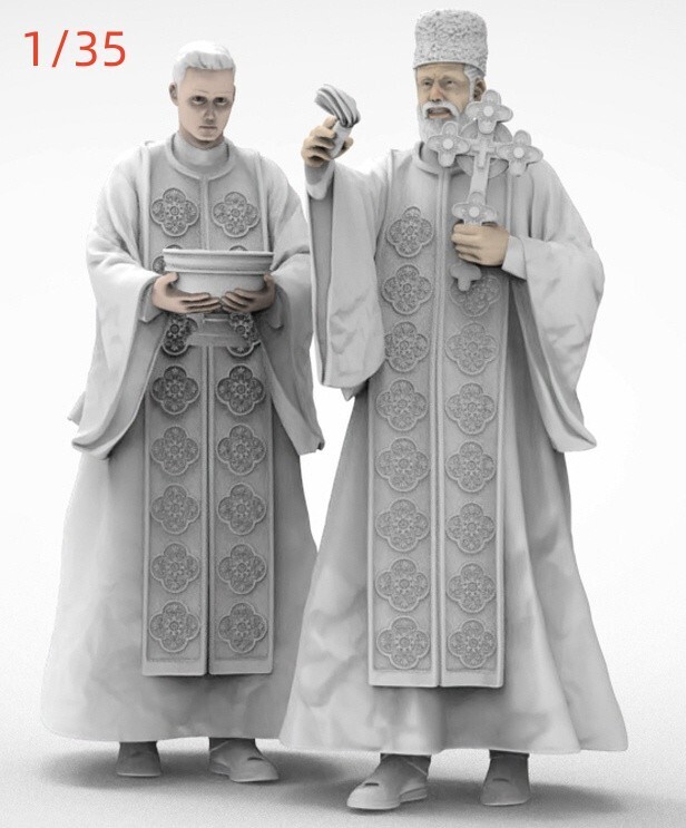 1/35 resin figures model kit Russian Orthodox priest 2 man unassembled ...