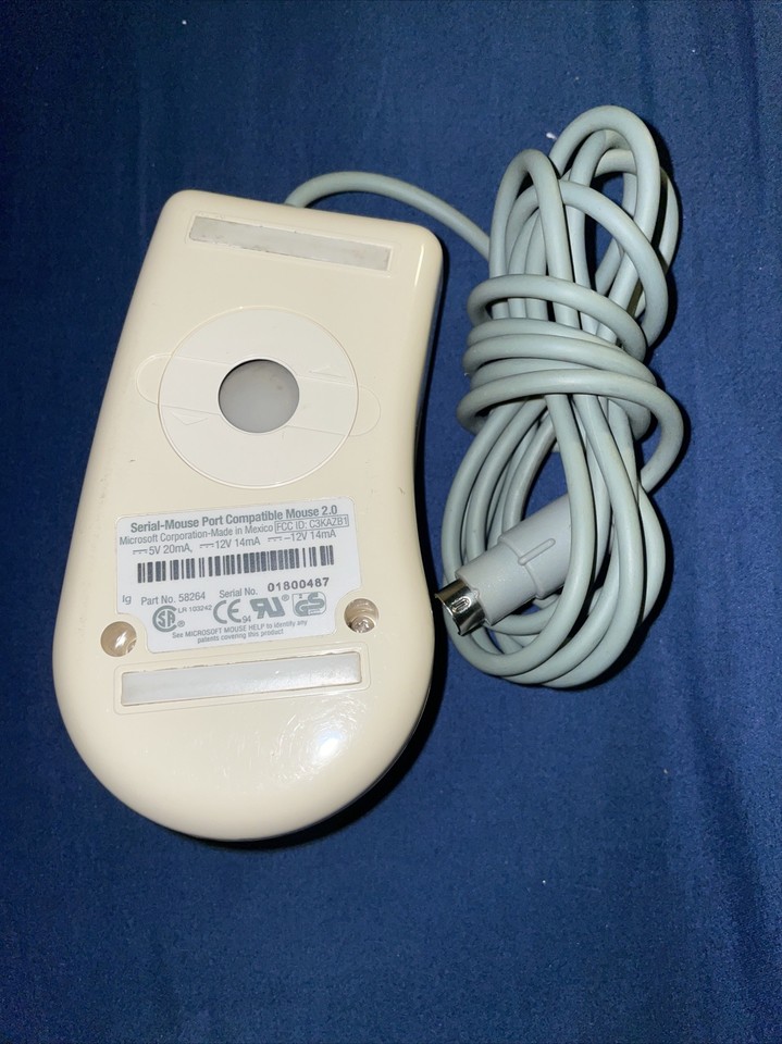 Vintage Microsoft Serial-Mouse Port Compatible 2.0 Computer Mouse Part ...