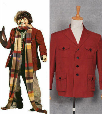 Doctor Who fourth 4th Doctor Cosplay Costume Dark Red Jacket Men Coat ...