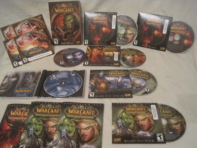 World of WarCraft Game and Expansion set DVD Rom disc lot Crusade ...